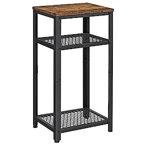 VASAGLE Tall Side Table, Telephone Table, End Table with 2 Mesh Shelves, for Living Room, Bedroom, Home Office, 11.8 x 15.7 x 29.5 Inches, Rustic Brown and Black ULET75BXV1