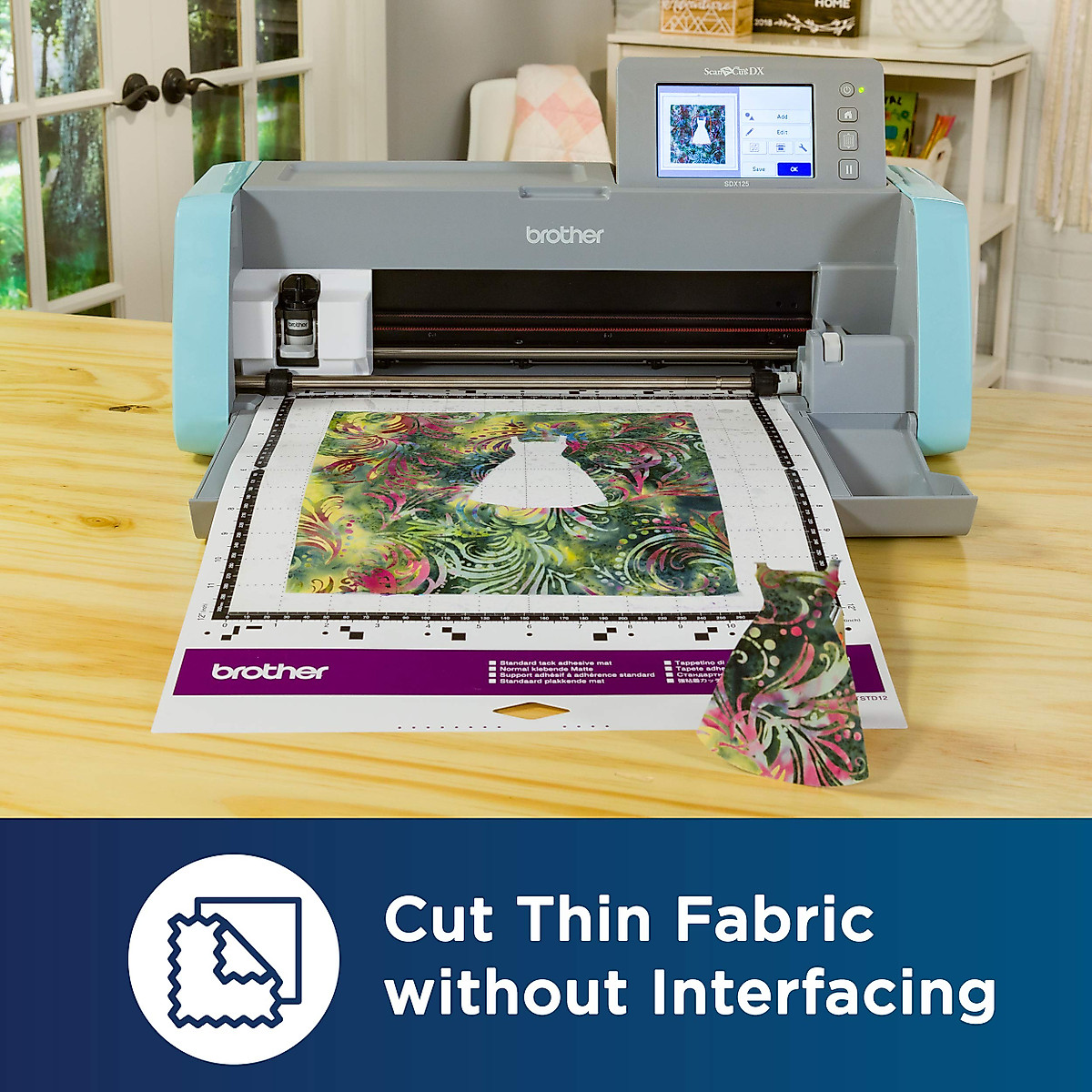 Brother ScanNCut High Tack Fabric Support Sheet CASTBL2, 4 pieces 12" x 12" High Adhesive Sheets for ScanNCut Mats, Use for Cutting Fabric Appliques, Quilting Pieces, Sewing Patterns and More