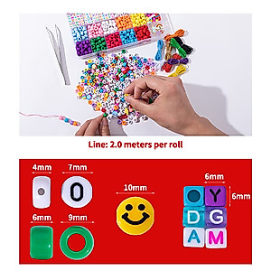 seizefun Friendship Bracelets Making Kit ,Kandi Bracelet Kit with Pony Beads Elastic String Charm Smiley Face and Letter Beads for Kids Crafts and Jewelry Making Kits, 6*9MM 6*6MM