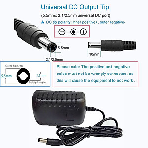 AC to DC Adapter 5V 3A Power Supply with 5, 5mm x 2, 1mm Plug Connector for Strip Light, Wireless Router, Security System , Switches, CCTV Cameras, Black, 8CM*5CM*3.3CM