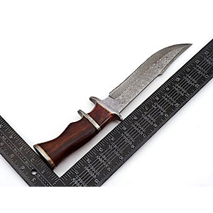 Nooraki 13" - Handmade Damascus Steel Fixed Blade Hunting Knife with Leather Sheath, Multipurpose Knife with Rosewood Handle for Everyday Carry, Outdoor Camping & Hunting Gift (RoseWood-2)