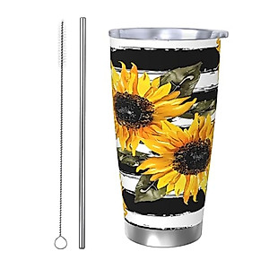 AYCZN Watercolor Sunflower Floral 20 OZ Tumbler Stainless Steel Travel Coffee Mug, Flower Floral Insulated Water Bottle with Lid Leakproof Thermal Cup