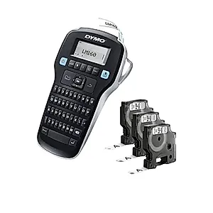DYMO Label Maker with 3 D1 Label Tapes | LabelManager 160 Portable Label Maker, QWERTY Keyboard, One-Touch Smart Keys, Easy-to-Use, for Home & Office Organization