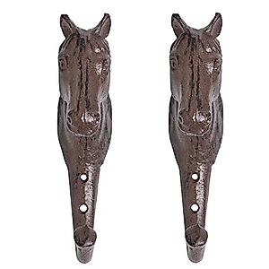 Kassbest Retro Creative Wall Hooks Horse Head Shape Cast Iron Coat Hooks Coat Hooks Hat Hooks Coat Hooks Wall Mounted Door Hooks Decor Hooks 2 Pack