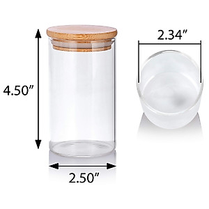 JUVITUS 10 oz Clear Glass Tall Jar with Wooden Bamboo Lid (3 Pack)