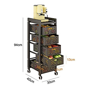 5 Tier Drawer Vegetable Shelf, Floor-Standing Stratification Breathable Household Hollow Moveable Seam Storage Rack, for Home Office