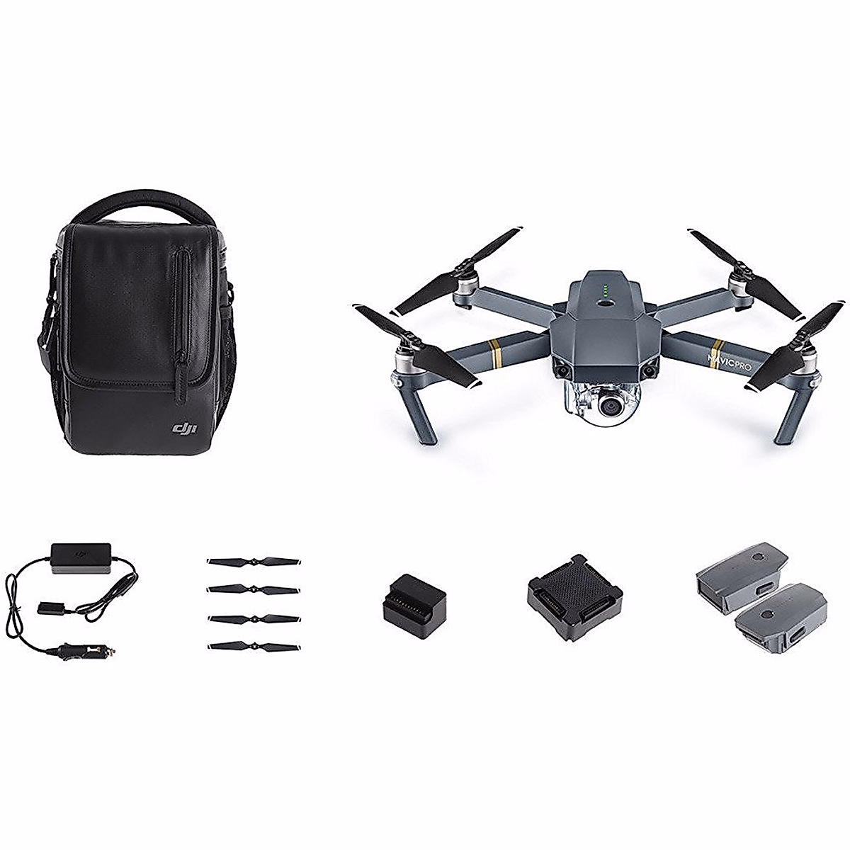 DJI Mavic Pro Bundle with Shoulder Bag, Props, Car Charger and 2 Extra Batteries