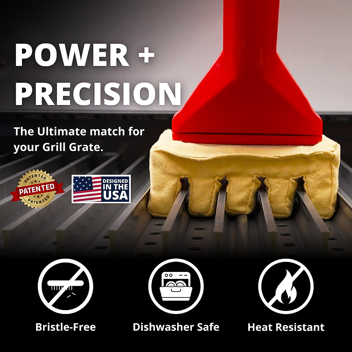 Grill Rescue BBQ Replaceable Scraper Cleaning Head, Bristle Free - Durable and Unique Scraper Tools for Cast Iron or Stainless-Steel Grates, Barbecue Cleaner (Grill Grate Brush with Scraper)