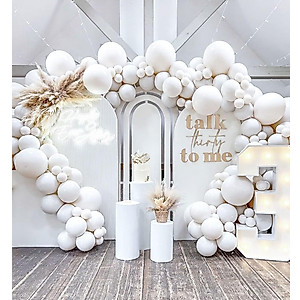Double Stuffed White Balloon Garland - Pastel White Balloons Different Sizes 18/12/5 Inch Matte Latex Arch For Baby Shower Birthday Bridal Shower Wedding Party Decorations