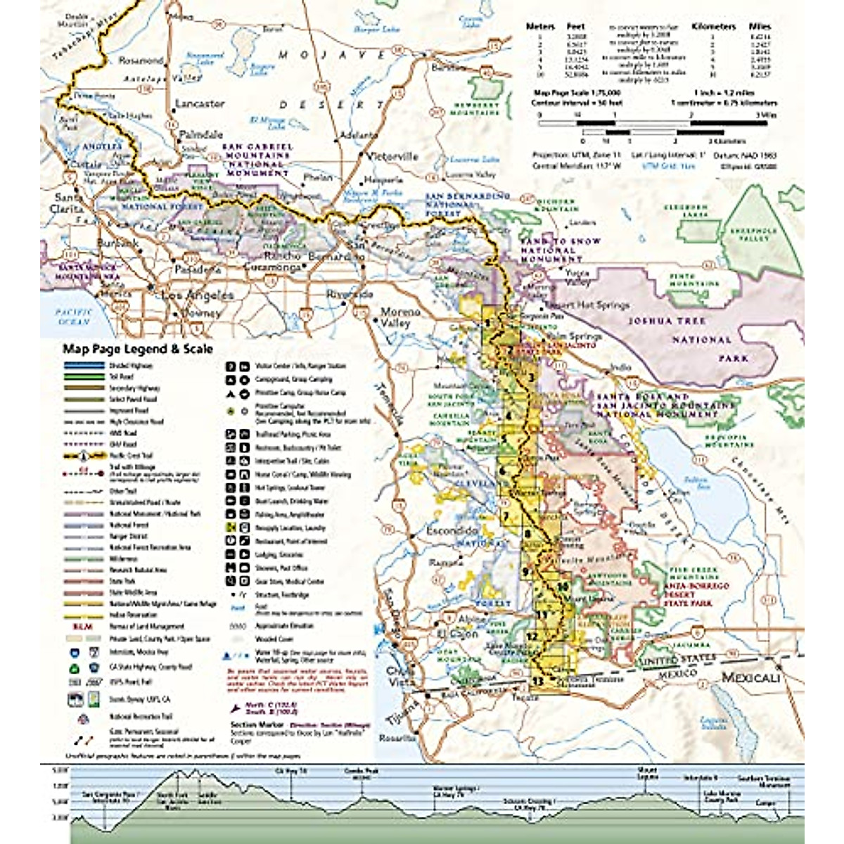 Pacific Crest Trail: San Jacinto and Laguna Mountains Map [San Gorgonio Pass to Mexico] (National Geographic Topographic Map Guide, 1012)