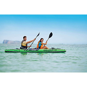 Intex Challenger K2 2-Person Inflatable Sporty Kayak + Oars And Pump (2 Pack)