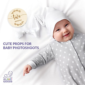 All Baby Goods 13 Wooden Monthly Milestone Cards Double Sided (12 Months Signs) - Cute & Funny Milestones for Boy & Girl - Amazing Photography Props