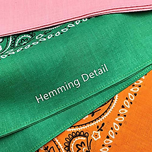 Vamqor 12pcs Bandana for women and men 100% Cotton Custom Fashion Paisley Design Multifunctional Outdoor Square Handkerchief（green）