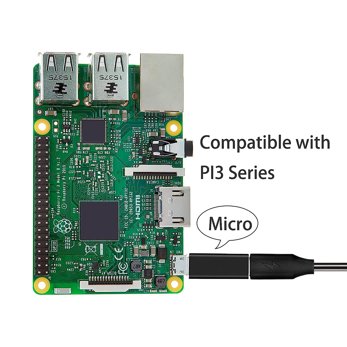 5V 3A Raspberry Pi Power Supply with On/Off Switch