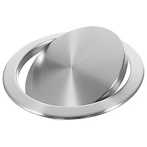 YOYDS Recessed Trash Bin Round Cover Stainless Steel Countertop Insert Cover Built-in Swing Flap for Mall Kitchen Bathroom Office (Sliver)