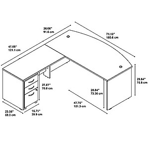 Bush Business Furniture Series C 72W Bow Front L Shaped Desk with 48W Return and Mobile File Cabinet in Mahogany