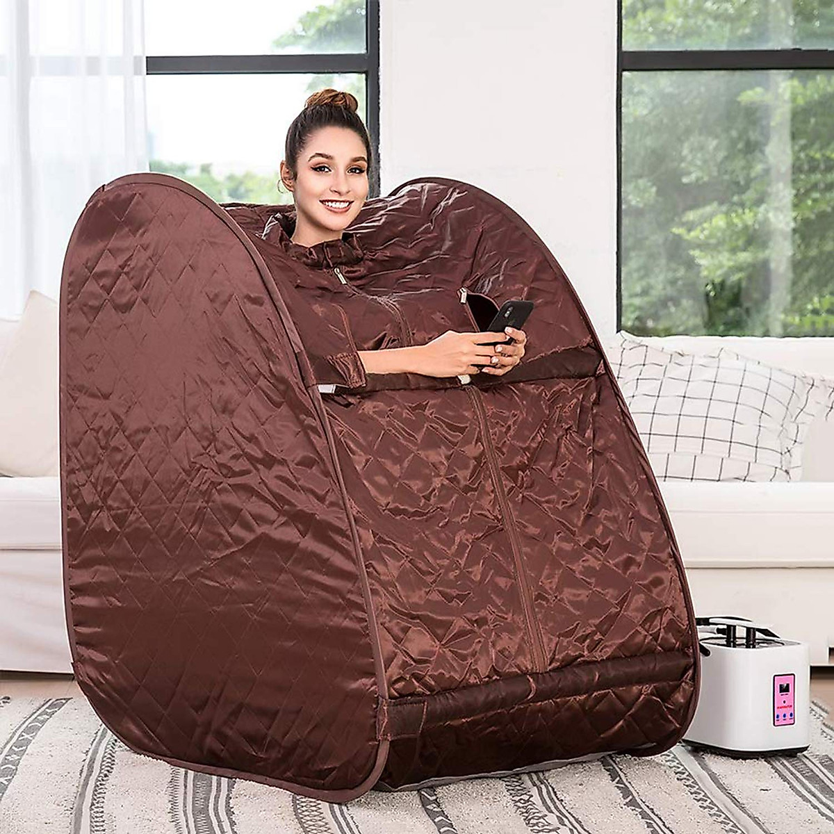 OPPSDECOR Steam Sauna Spa Portable Foldable Personal Indoor Sauna Tent Pot for Therapeutic Reduce Stress Fatigue with Remote Chair Indoor Home