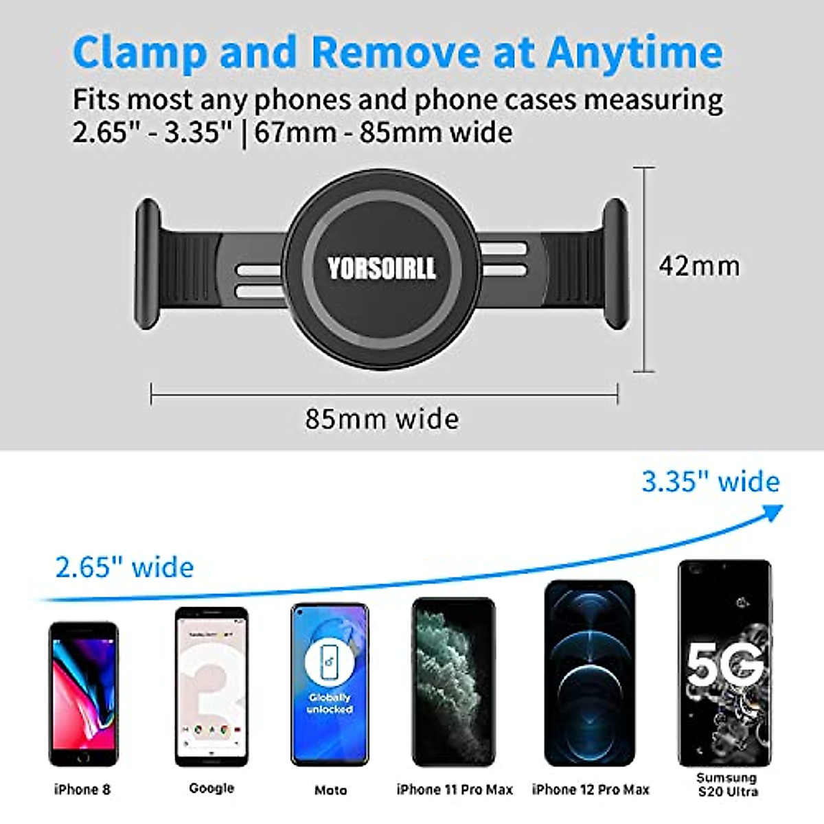 Yorsoirll Metal Phone Clamp Grip for Magnet Car Mount, [Easy Clip & Remove] Metal Phone Clip All Magnet Car Holder Cell Phone Magnetic Plate Compatible with iPhone 13 14Pro Max,Smartphones (Black)