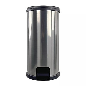 Denominate Step-On Trash Can - Silver 7.9 Gallon Kitchen Garbage Bin with Lid
