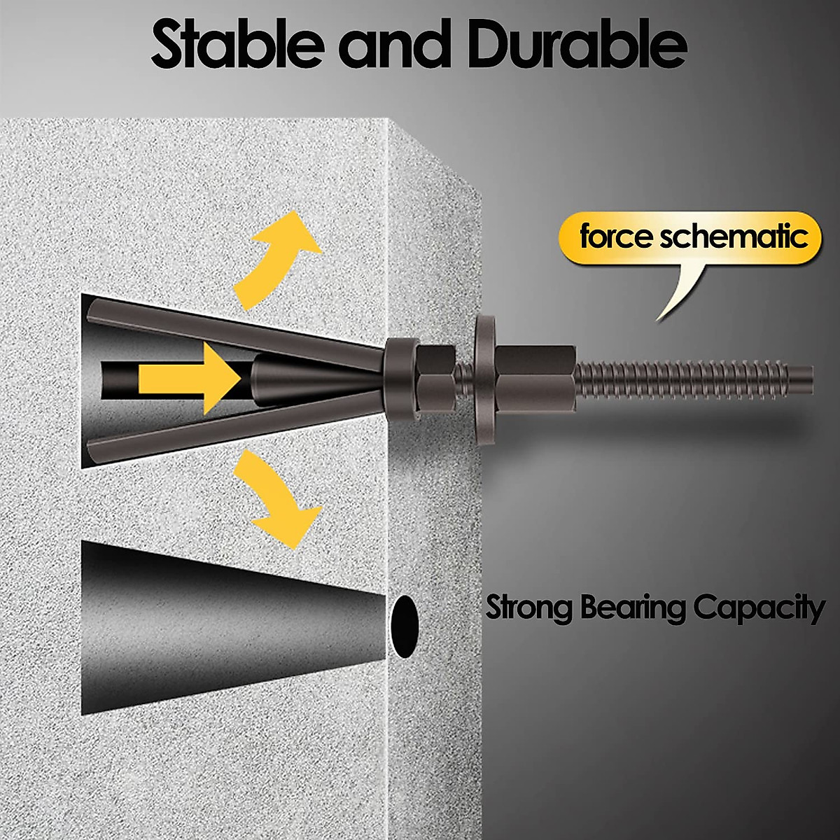 Quick Release Core Drill Stand Anchor Bolt & Nut Reusable Expansion Bolt M12 Threaded Bolt Perfect for Anchoring Core Drilling Machines, Rig Stands, Wall Saw Track and Wire Saws 2 Sets