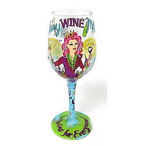 Designs by Lolita “Fairy Wine Mother” Hand-painted Artisan Wine Glass, 15 oz.