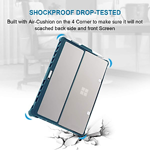 Youtec for Microsoft Surface Pro 7 Plus/Pro 7/Pro 6/Pro 5/Pro 4 Case, Surface Pro Rugged Folio Protective Cover with Pen Holder Compatible with Type Cover, Kickstand for Surface Pro 4/5/6/7/7 Plus