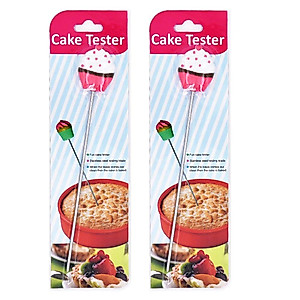 MoldFun 2Pcs Cake Tester Probe Cake Bread Pastry Biscuit Cookie Muffin Baking Cooking Stainless Steel Long Tester Skewer Sticks Tool