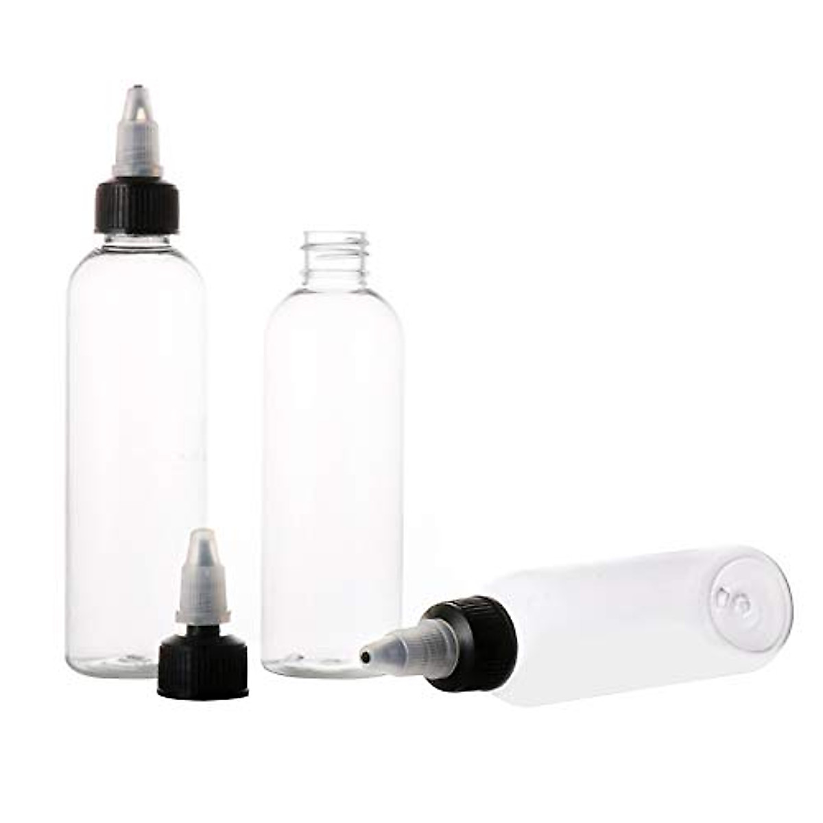 FEOOWV 24Pcs 2oz/60ml Plastic Squeeze Dispensing Bottles with Black Twist Cap, Multi Purpose Bottle for Crafts, Art, Glue, Liquid，Kitchen,Household