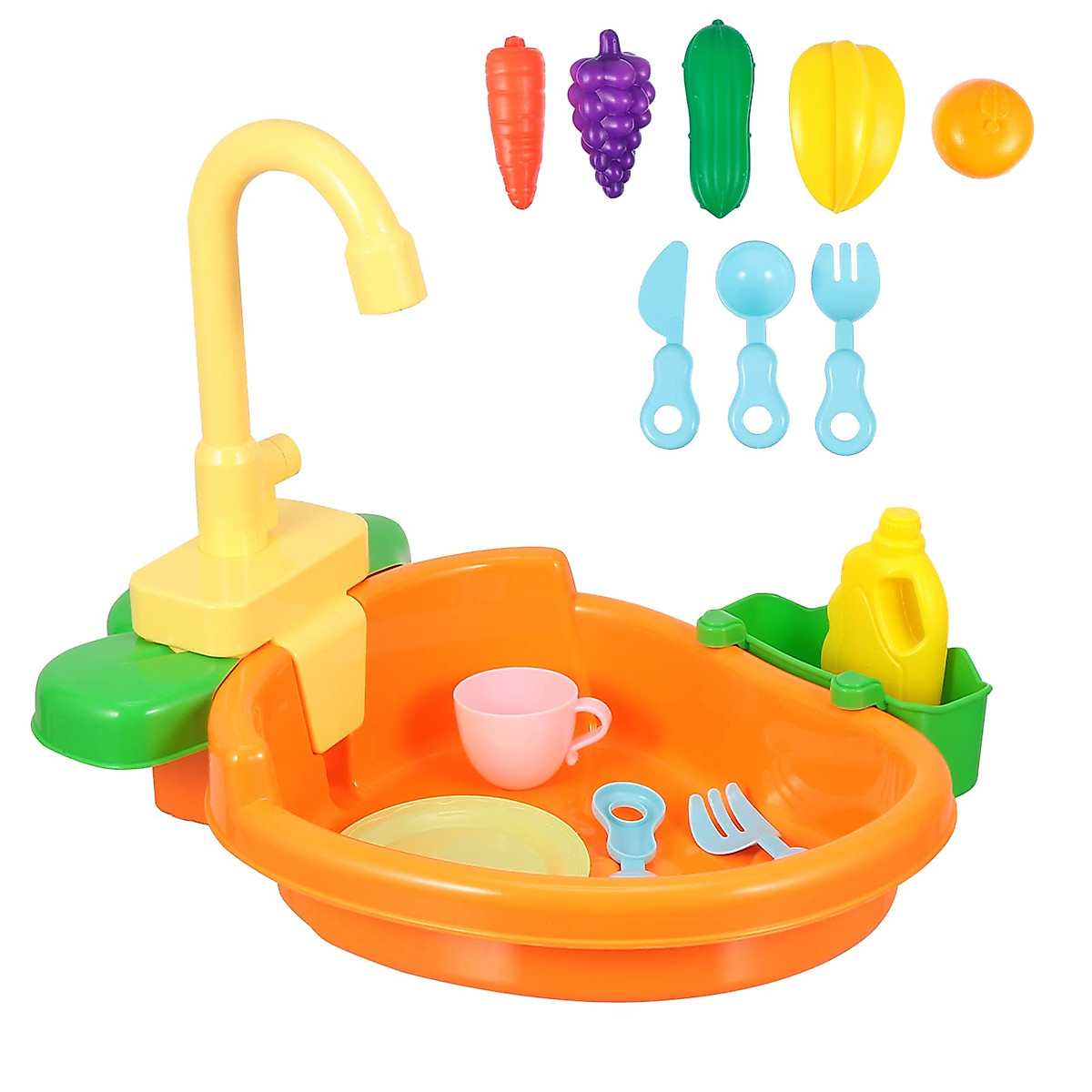 1 Set Children's Wash Basin Sink Toy with Running Gifts Educational Toys Children’s Toys Kitchen Toys Tableware Parent-Child Plastic Washing Dishes