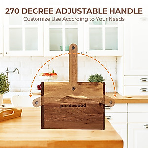 PANDAWOOD Acacia Wood Silverware Caddy - Outdoor Utensil Holder for Parties, Camping & Picnics