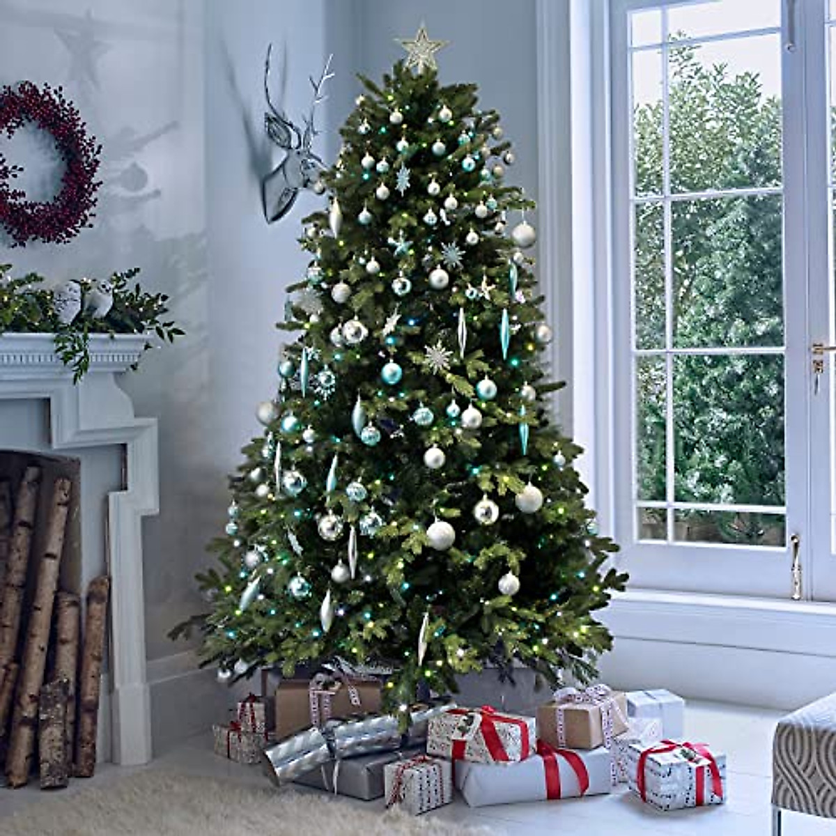 PEIDUO Christmas Ball Ornaments for Christmas Trees, 119 CT Shatterproof Christmas Tree Decorations, Silver Christmas Ornaments Set for Xmas, Holiday, Wreath and Party Decorations