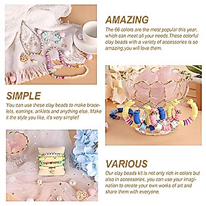 Quefe 16500pcs, 66 Colors, Clay Heishi Beads with 260 Letter Beads Polymer Flat Clay Beads Kit with Elastic String Pendant and Jump Rings for DIY Jewelry Marking Bracelets Necklace, 6mm