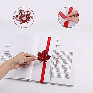 Jarrah Ning Maple Leaf Closure Bands Bookmarks,Adjustable Book Tape，4 peck. Pretty Book Marks for Books, Planners, Notebooks. Book Markers for Women,Mom,Girl.