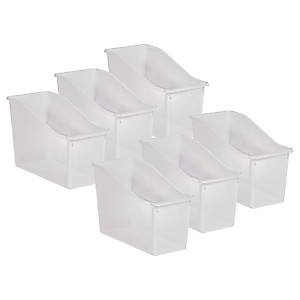 Teacher Created Resources Plastic Book Bin, 11.3-inch x 5.5-inch x 7.5-inch, Clear, 6/Pack (TCR20458-6)