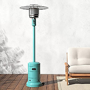 Amazon Basics 46,000 BTU Outdoor Propane Patio Heater with Wheels, Commercial & Residential - Bahama Blue