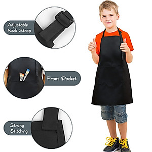SINLAND Kids Apron with Pocket 2 Pack Adjustable Children Chef Apron for Cooking Baking Painting (M: 6-12 Years)…