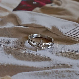 Cross Ring Dainty Rings for Women Purity Thumb Sterling Silver Mothers Mother Daughter Day Christian Jewelry Personalized Engraved Custom Name