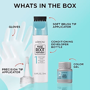 L'Oreal Paris Magic Root Rescue 10 Minute Root Hair Coloring Kit, Permanent Hair Color with Quick Precision Applicator, 100 percent Gray Coverage, 3 Soft Black, 2 count