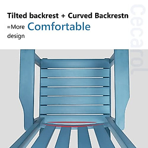 Cecarol Patio Oversized Rocking Chair Outdoor, Weather Resistant, Low Maintenance, High Back Front Porch Rocker Chairs 385lbs Support Poly Lumber Rocker, Wood-Like Plastic Chair, Blue-PRC01