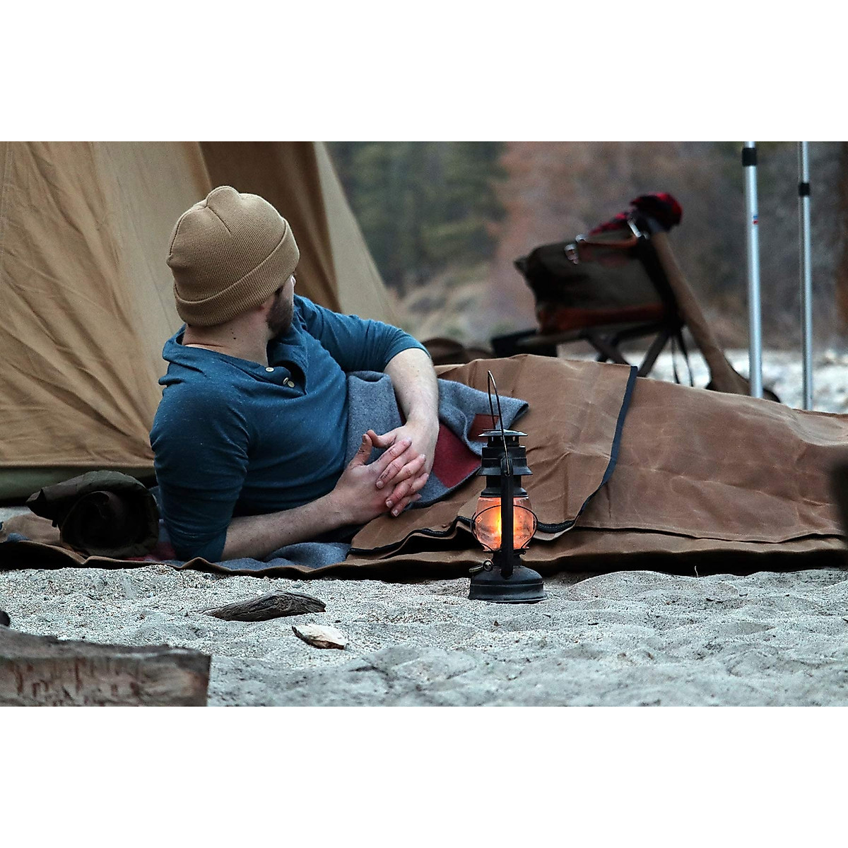 1844 Helko Werk Handmade Waxed Canvas Cowboy Bedroll - Camping Bed Roll with Leather Straps and Zipper - Waterproof Waxed Canvas Portable Bed Outdoor Camping (Bedroll Field Tan) #F8761FT