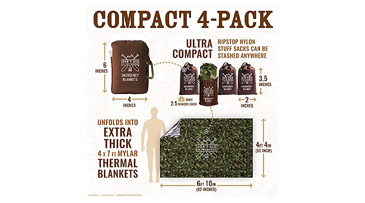 Tough Emergency Blankets 4-Pack - Outdoor Survival Gear