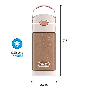 THERMOS FUNTAINER Water Bottle with Straw - 12 Ounce, Rose Gold Glitter - Kids Stainless Steel Vacuum Insulated Water Bottle with Lid