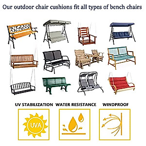 Rlosqvee Porch Swing Cushions, Thicken 4" Outdoor Swing Cushions Replacement Set 2/3 Seater with Back for Outdoor Furniture Patio Garden Bench (Lake Blue 60x40 inch)