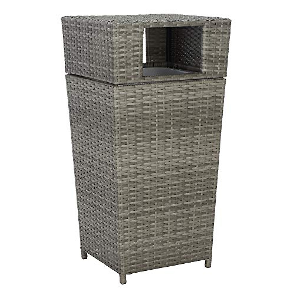 Safavieh Outdoor Collection Mazeli Grey Wicker Trash Bin