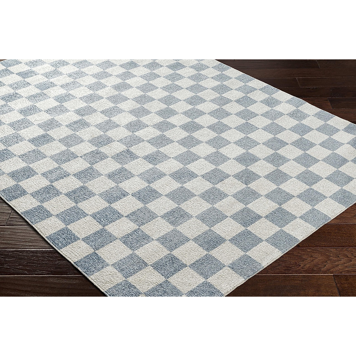 Mark&Day Washable Rugs, 2x3 Shaquina Modern Pale Blue Checkered Rug, Blue Ivory Carpet for Living Room, Bedroom or Kitchen (2' x 3', Machine Washable)