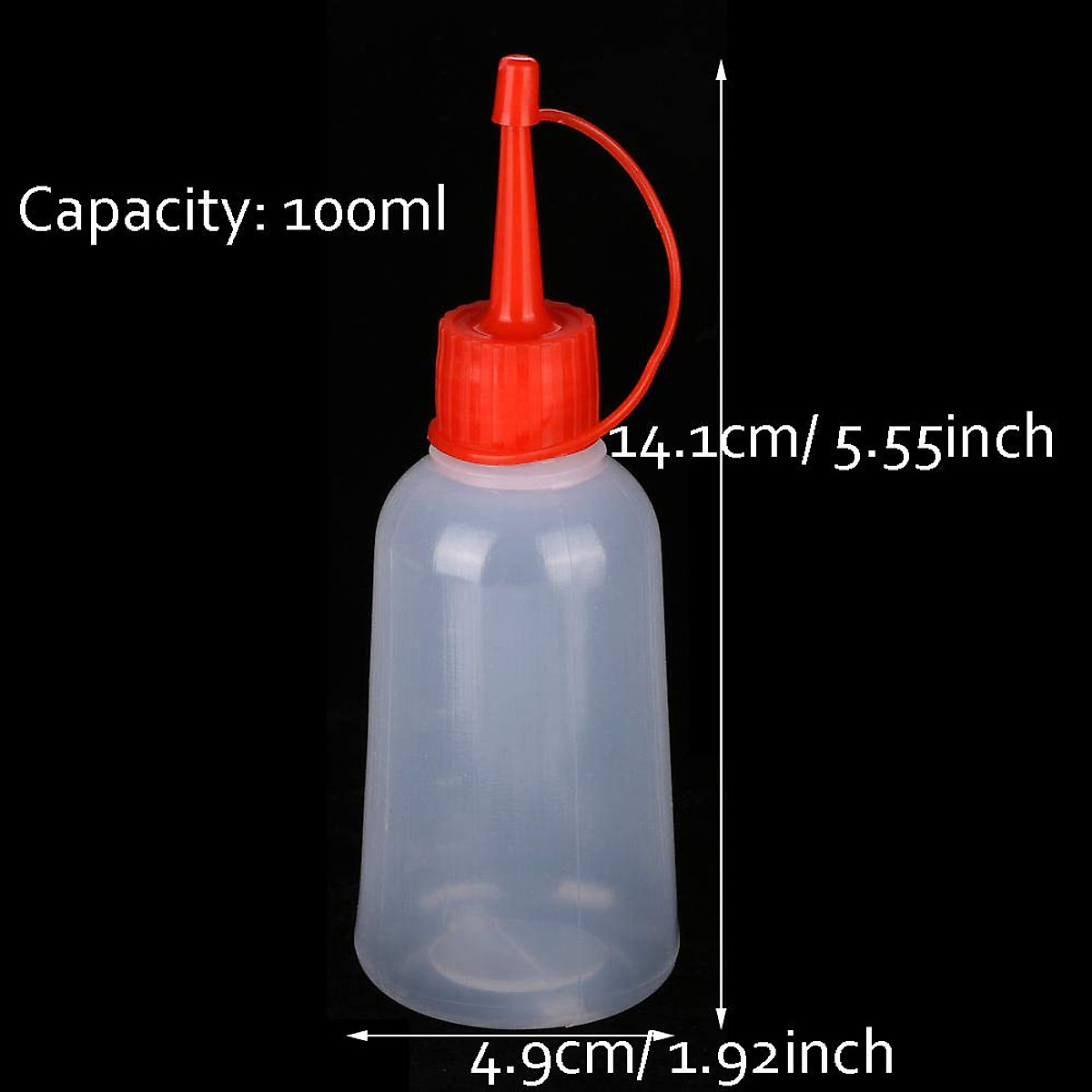 RAYNAG 100ml Clear Plastic Bottles with Applicator Tip & Attached Cap, 12 Pack Squeeze Bottles for Storing Acrylic Paint Pouring, Glue, Crafts Projects