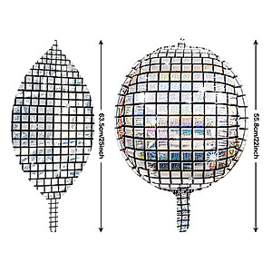 Disco Ball Balloons, 6 Pcs, Disco Party Decorations, Disco Balloons, 22 Inch 4D Silver Disco Balloons, 70s 80s 90s Party Decorations, Disco Ball Decorations, Disco Ball Balloon, Disco Party Supplies