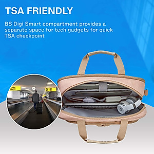 BAGSMART Laptop Bag for Women, 15.6 Inch Laptop Briefcase, Laptop Case Lockable Computer Bag, Laptop Messenger Bag for Travel Business, Pink