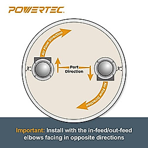 POWERTEC 70292 4-Inch Cyclone Dust Collection Elbows and Couplers Separator Kit for Woodworking Debris Containers, Buckets and Barrels