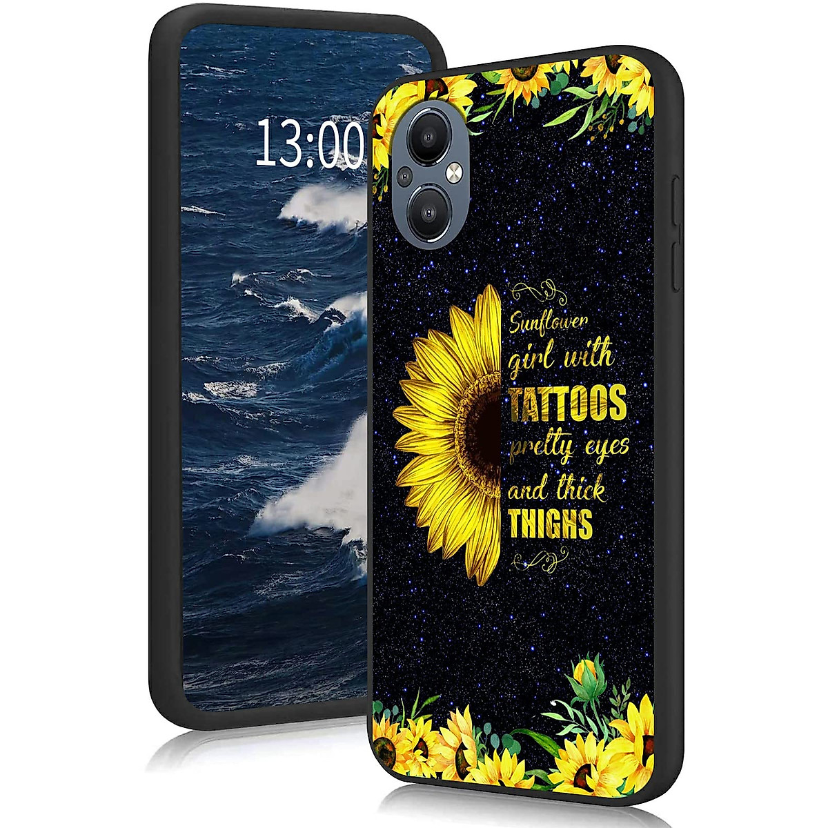 BREIDMKFM Case for OnePlus Nord N20 5G, for OnePlus Nord N20 5G Phone Case, Slim Lightweight Shockproof Soft Protective TPU Case Cover Fit for 1+ Nord N20 5G, Sunflower Girl with Tattoos